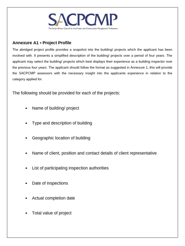 SACPCMP Annexure-1-Project-Profile - BI | PDF