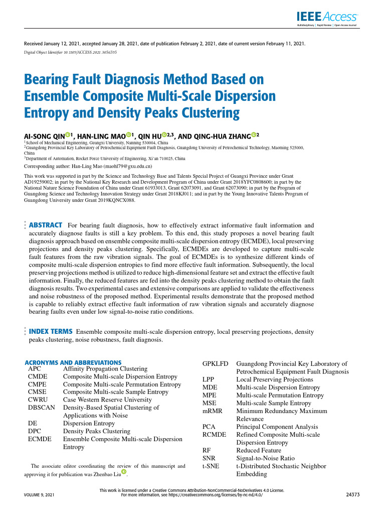 Bearing Fault Diagnosis Method Based On Ensemble Composite Multi-Scale Dispersion Entropy and ...