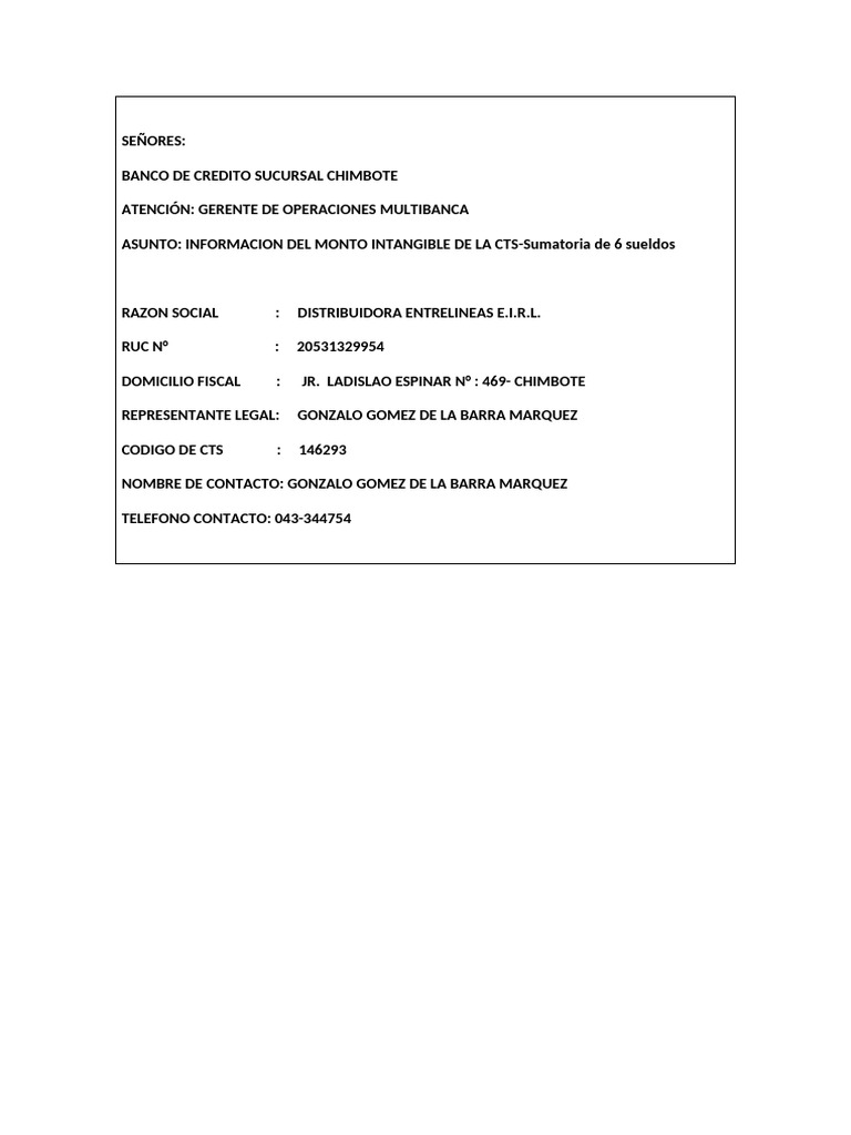 Datos Que Va en El Sobre Q Se Envia Al Bco BCP Con La Carta 6 Ultimas Remun. Abril-15 | PDF ...