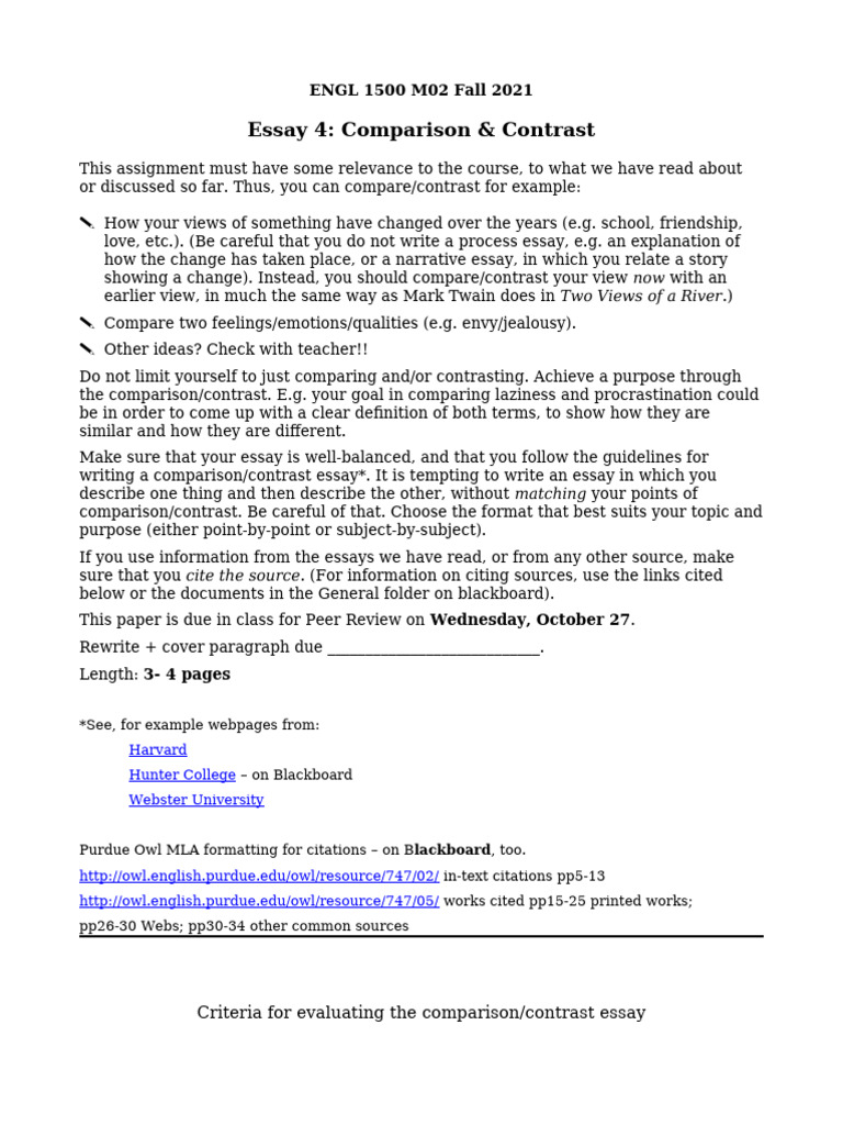 6 Comparison & Contrast Assignment | PDF | Essays | Citation