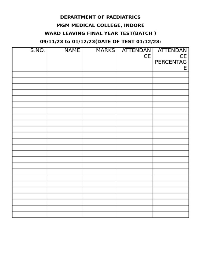 Ward Leaving Test Letter | PDF