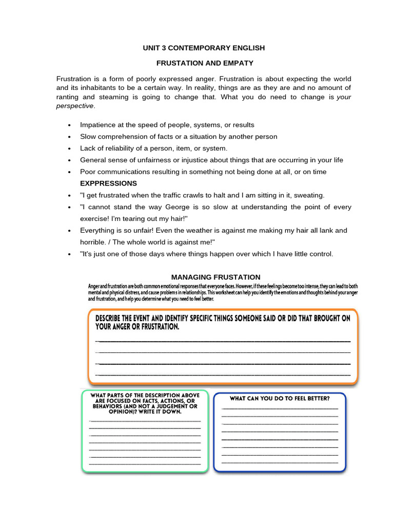 Unidad 3 Contemporary English | PDF | Empathy