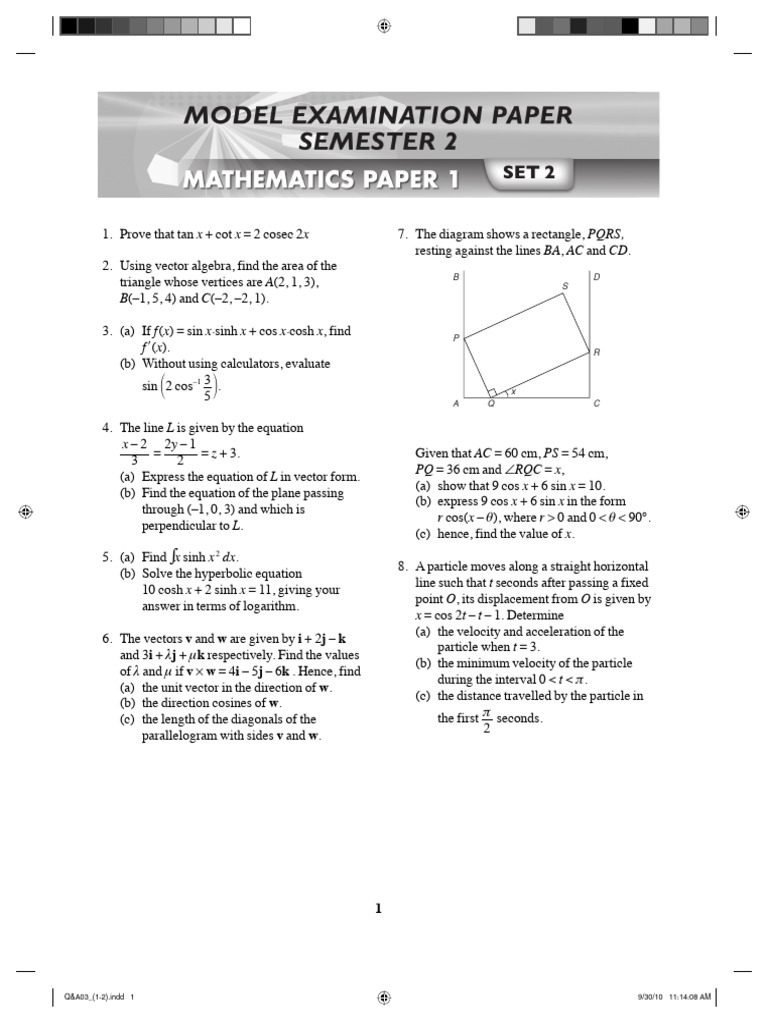 Matriculation Sample Paper 2 | PDF | Trigonometric Functions | Mathematics