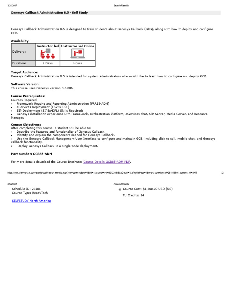 Genesys Callback Administration 8.5 - Self Study | PDF