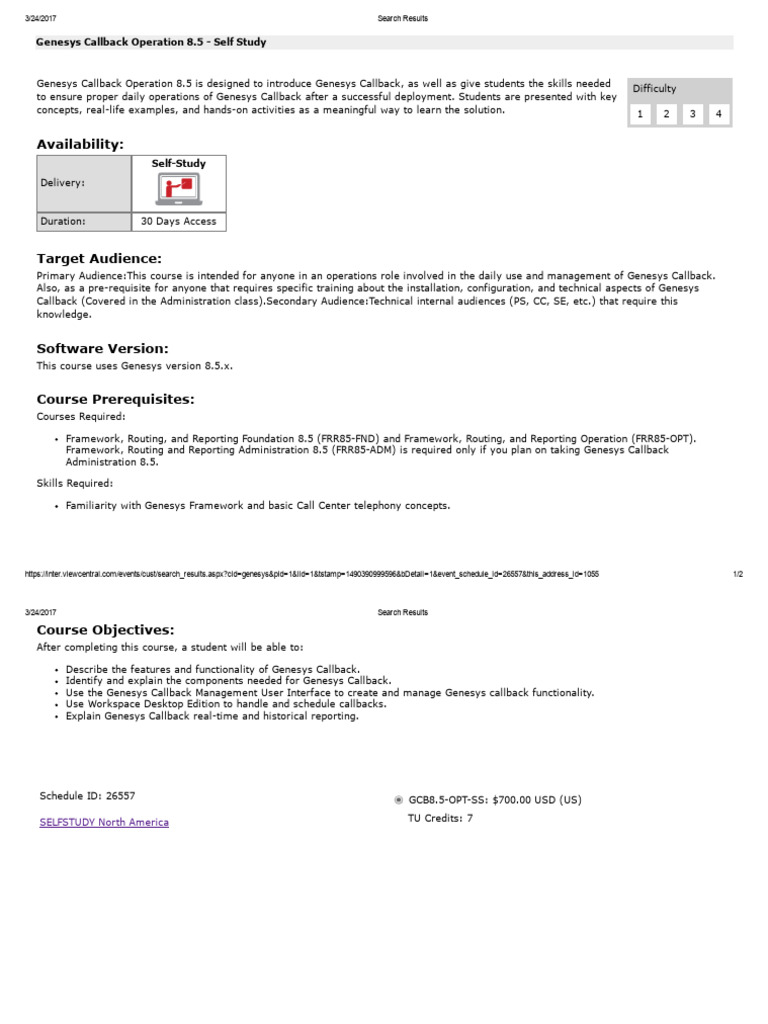 Genesys Callback Operation 8.5 ­ Self Study | PDF | Computing | Software