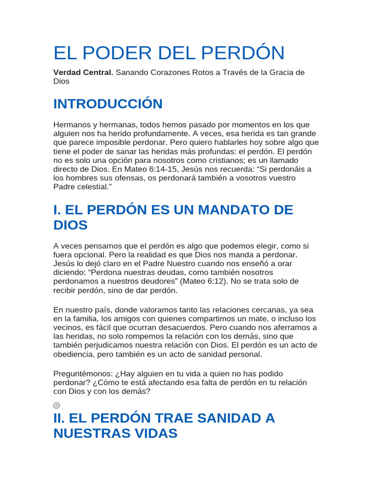 El Poder Del Perdón | PDF | Perdón | orador del Señor