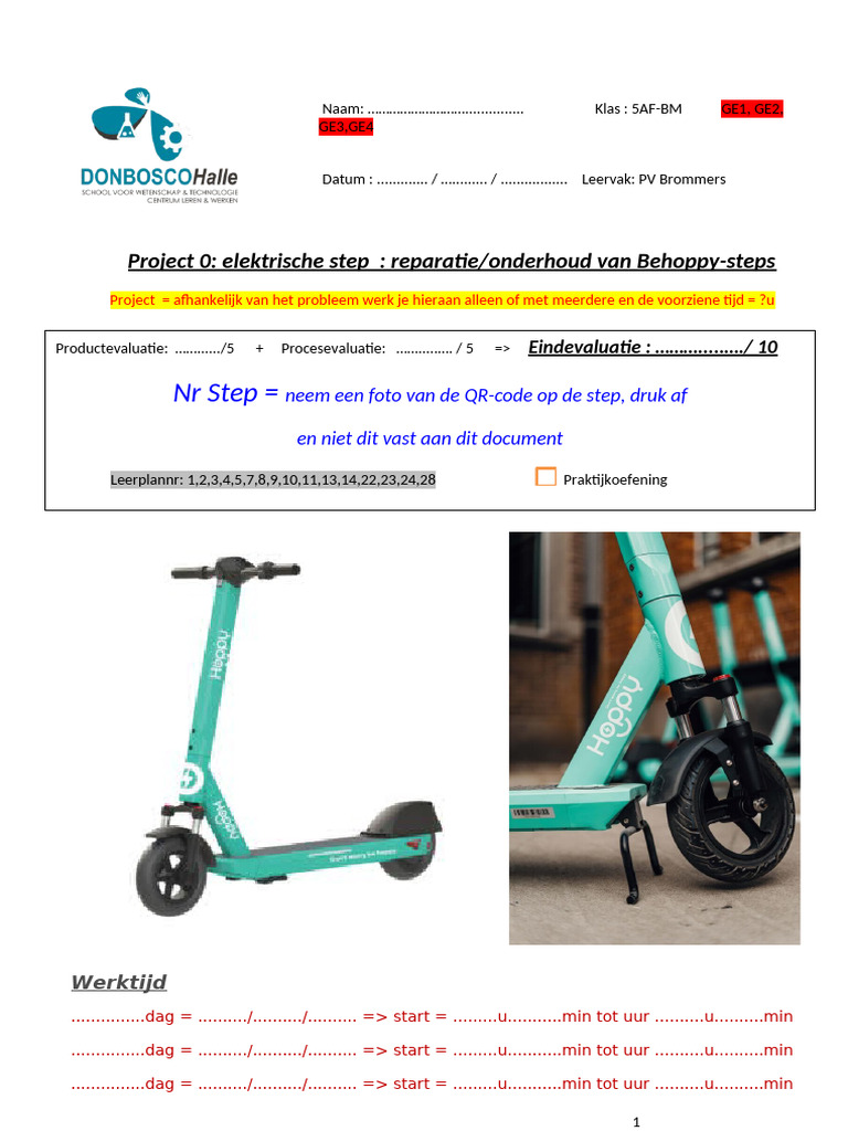 5AF-BM PV MOT Project 0 Steps Reparatie Onderhoud Hoppysteps | PDF