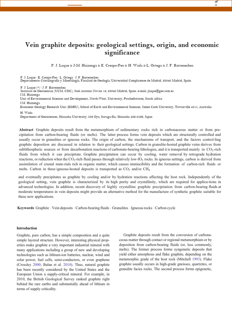 Vein Graphite Deposits: Origins & Significance | PDF | Rock (Geology ...