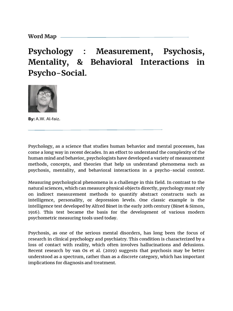 Psychology Measurement, Psychosis, Mentality, & Behavioral Interactions ...
