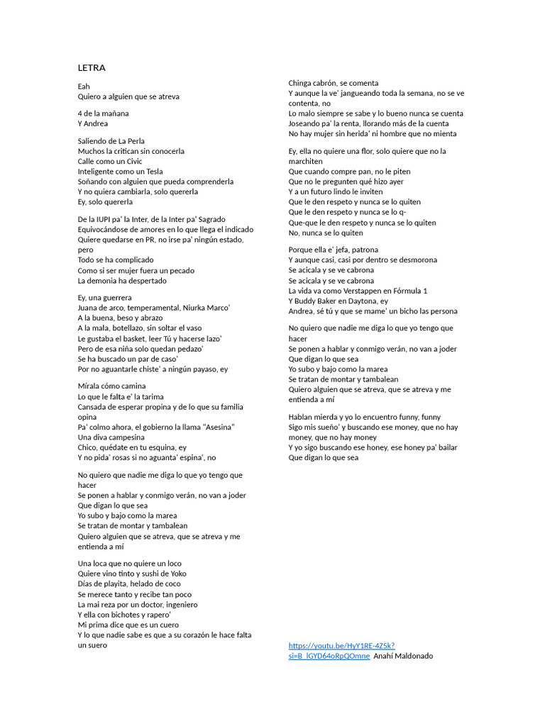 Andrea Bad Bunny | PDF