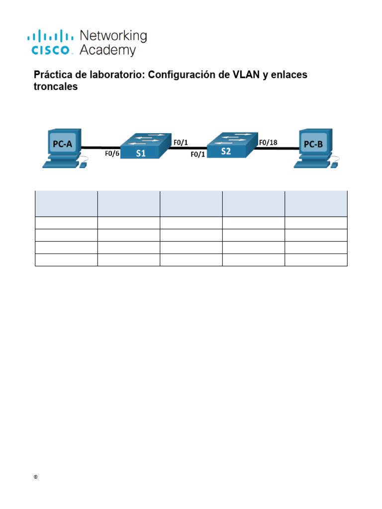 3.4.6 Lab - Configure VLANs and Trunking | PDF | Informática | Red de computadoras