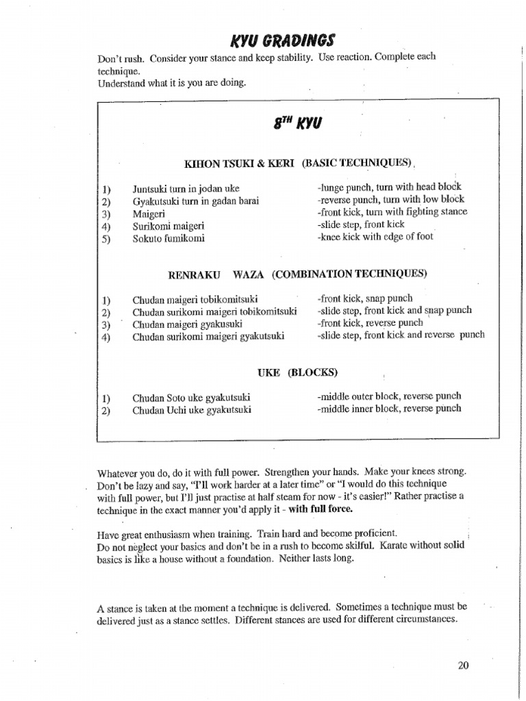 WIKF Kyu Grading Syllabus v1 | PDF