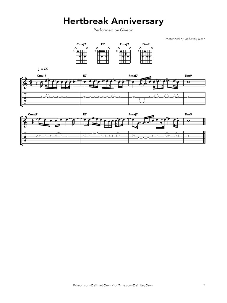 Heartbreak Anniversary - Giveon (DD Tab Sheet) | PDF