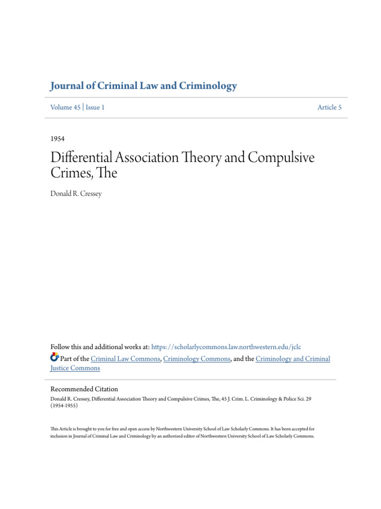 Differential Association Theory and Compulsive Crimes The | PDF ...