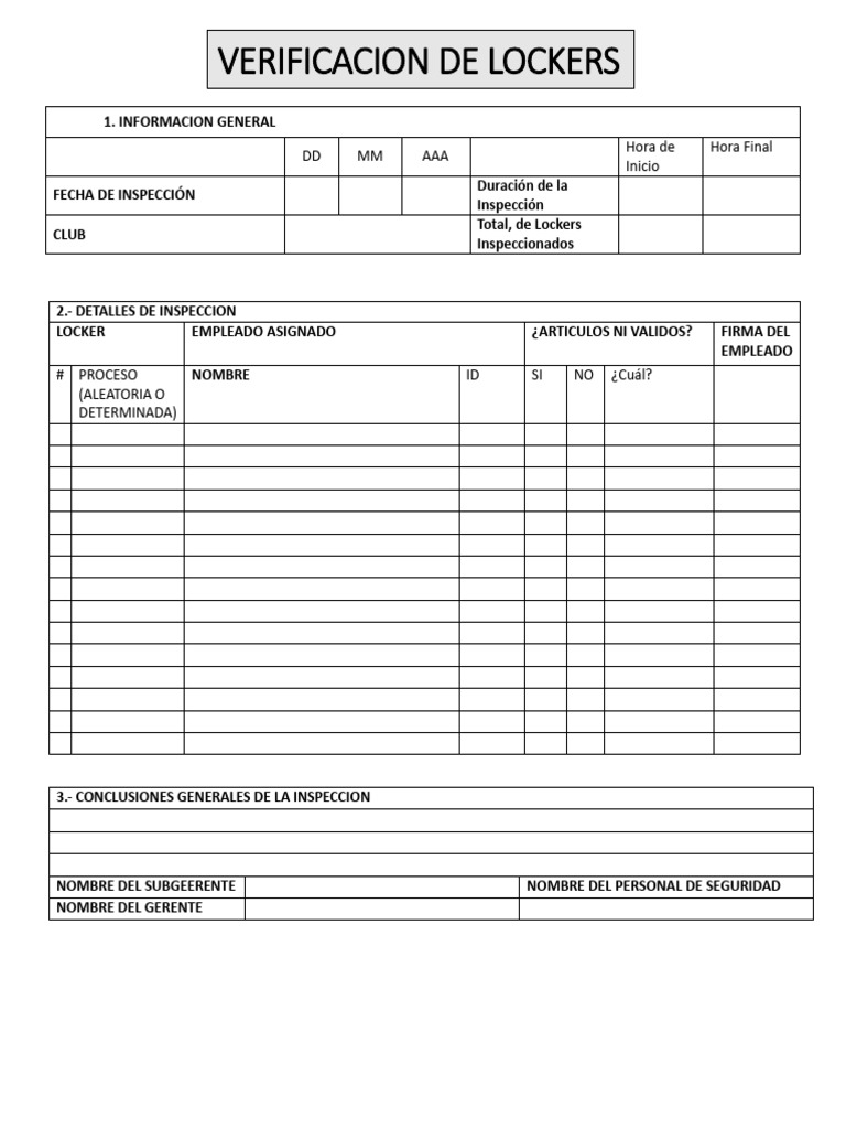 Formato Verifiacion de Lockers | PDF | Tecnología