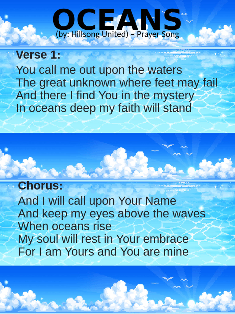 OCEANS CLASSROOM Prayer Song | PDF