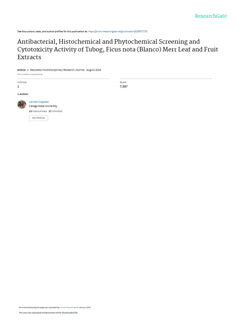 Medicinal Potential of Ficus nota | PDF | Leaf