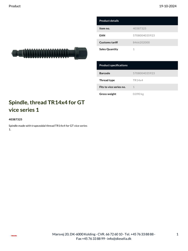 Spindle, thread TR14x4 for GT vice series 1 | PDF