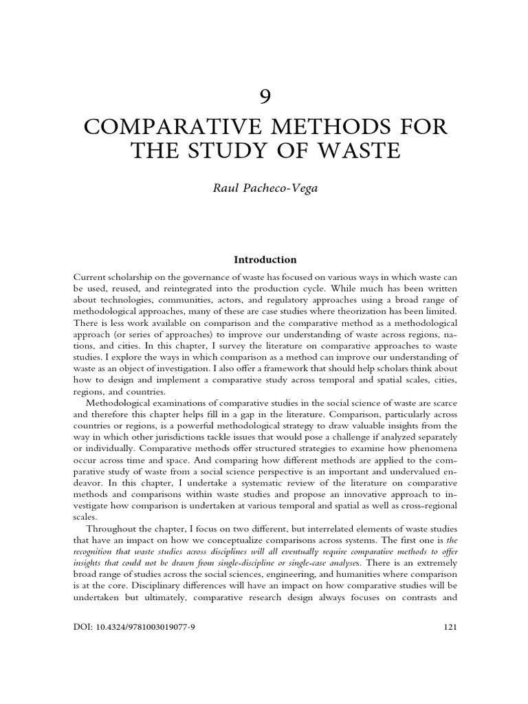 The Routledge Handbook of Waste Studies - (9. Comparative Methods For ...