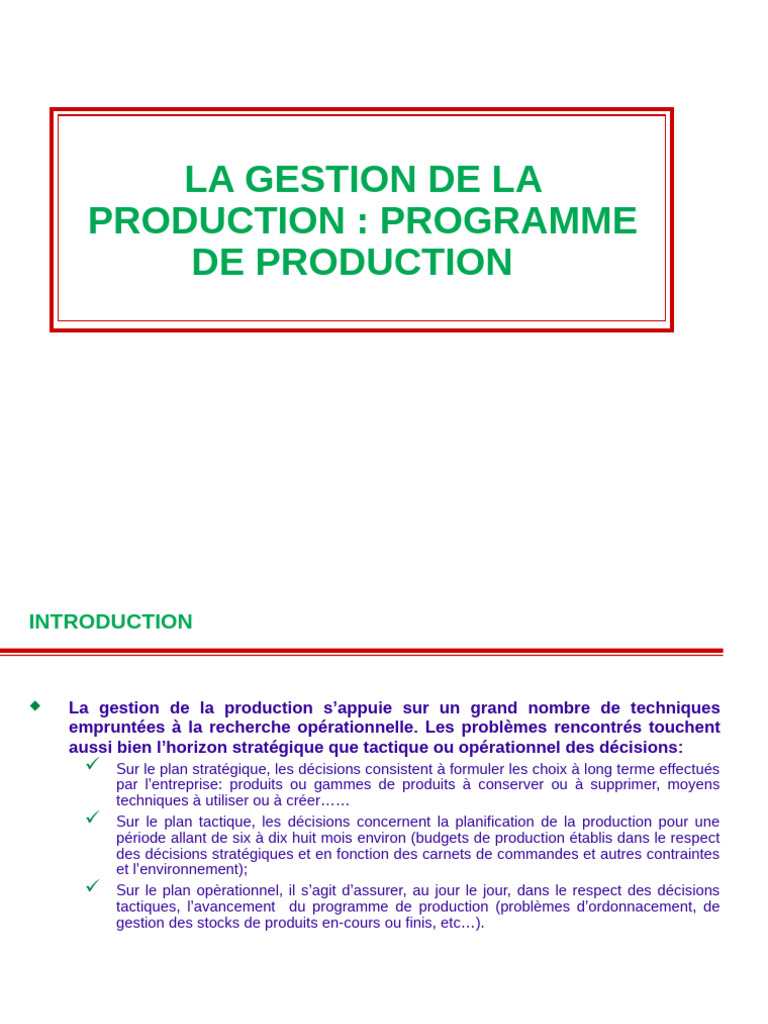 Gestion de la production et optimisation | PDF | Optimisation linéaire