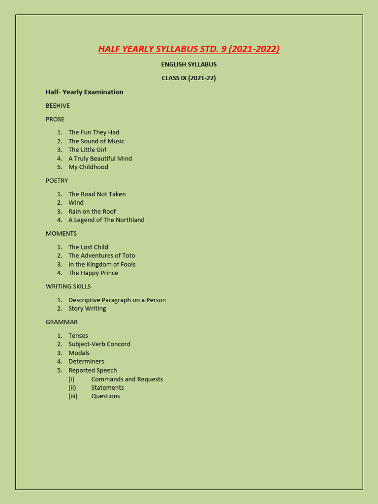 HALF-YEARLY-SYLLABUS-9 | PDF | Software | Operating System