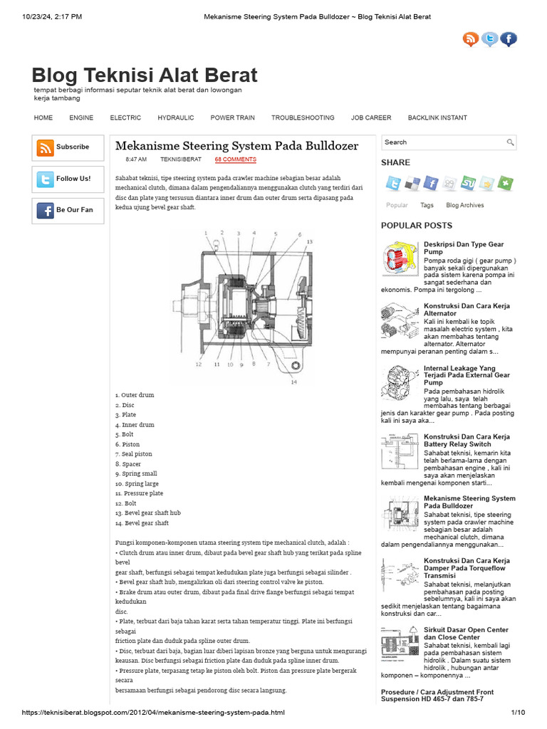 Mekanisme Steering System Pada Bulldozer ~ Blog Teknisi Alat Berat | PDF