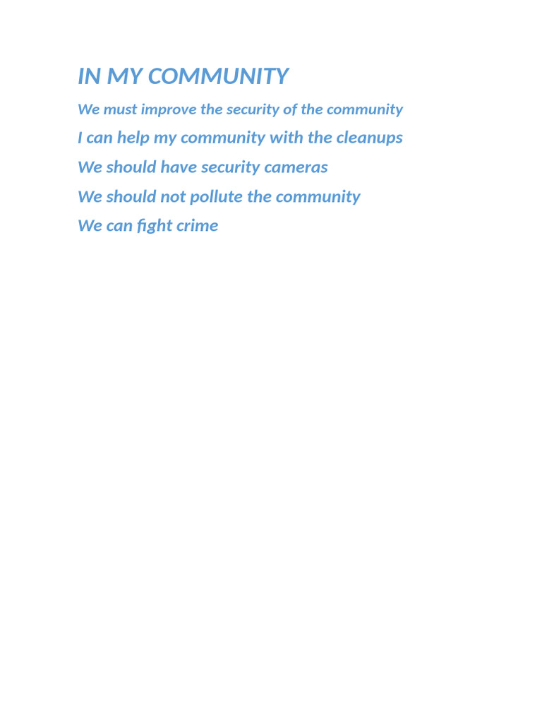 In My Community | PDF | Social Science | Lifestyle
