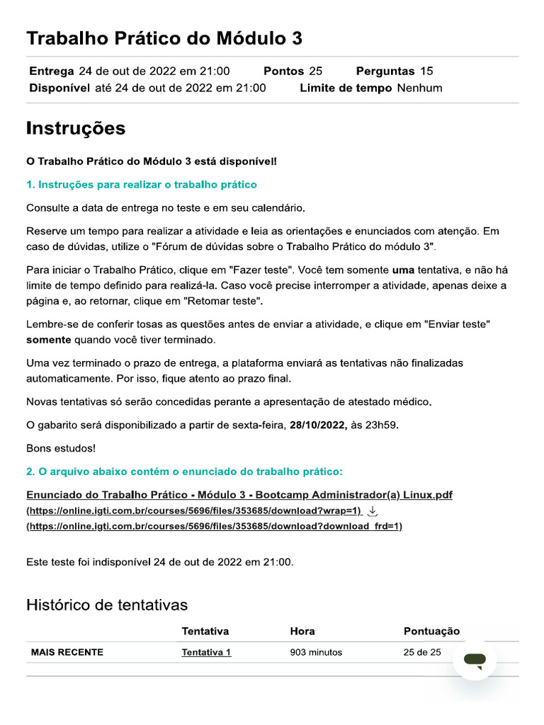 Trabalho Prático Do Módulo 3 | PDF