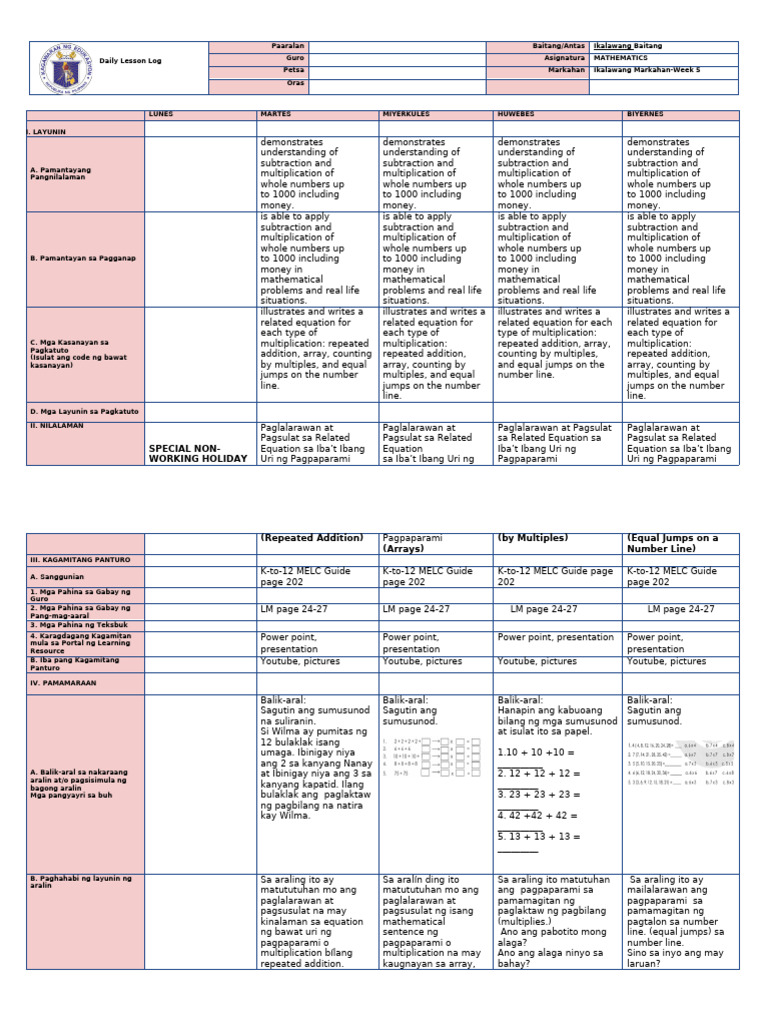 Q2 Week5 DLL Math 2 | PDF