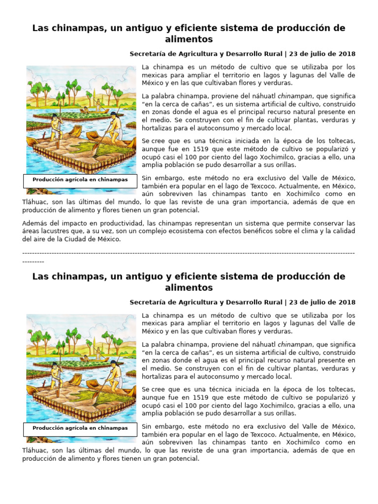 Chinampas: Cultivo y Ecosistema Mexicano | PDF | Agricultura | Entorno ...