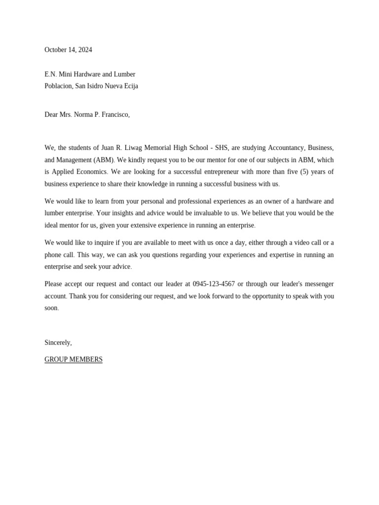 Mentoring Letter | PDF | Career & Growth