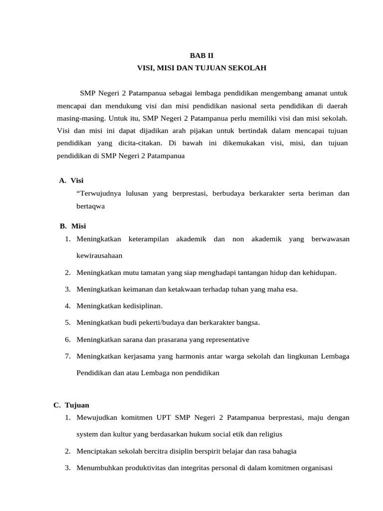 RKS BAB II Visi dan Misi | PDF
