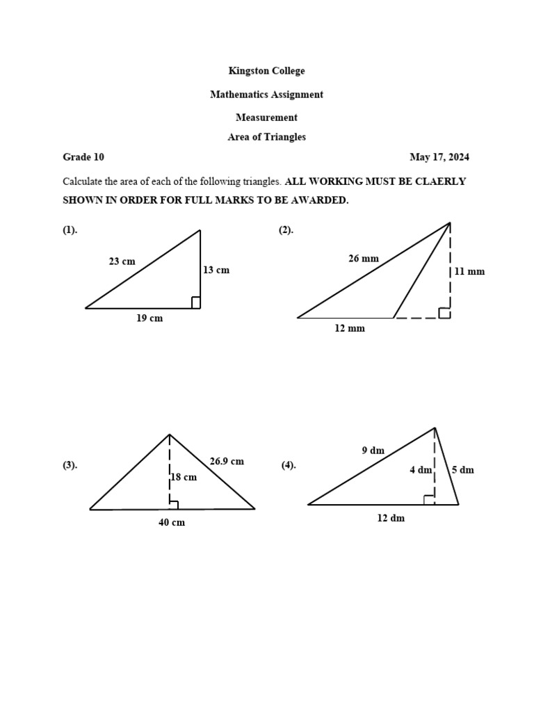 DJ - Area of Triangles Homework | PDF