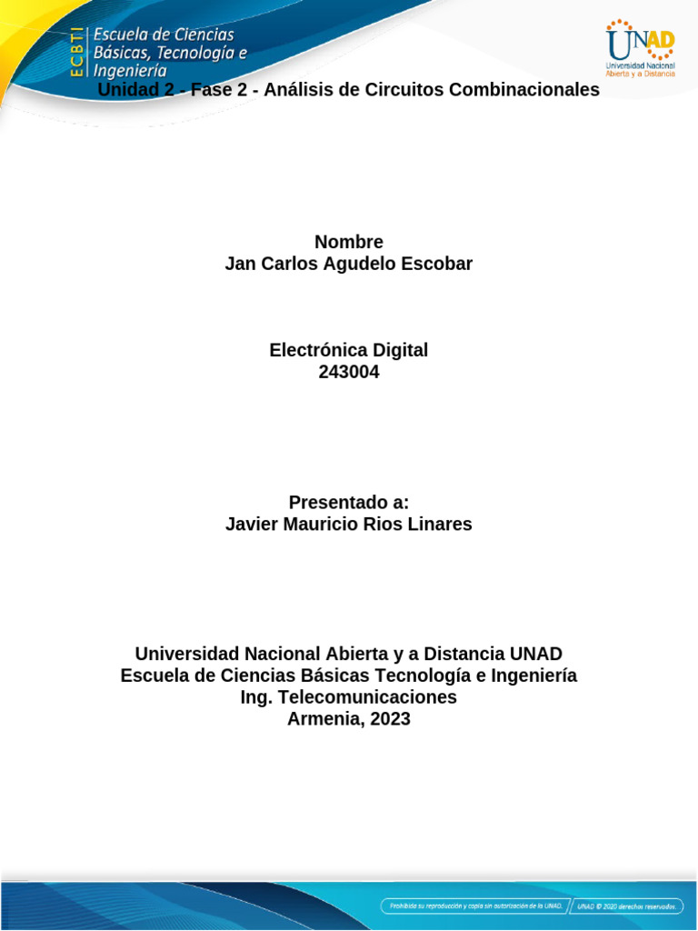 Fase 2 - Análisis de Circuitos Combinacionales - Jan - Agudelo - 243004 - 17 | PDF | Vhdl ...
