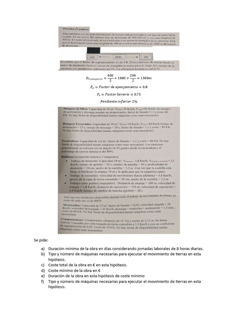 Problema Practico Segundo Parcial 2024 | PDF | Equipos de construcción | Equipamiento pesado
