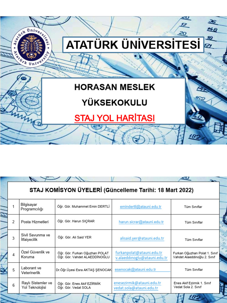 Horasan Meslek Yuksekokulu Staj Yol Haritasi | PDF