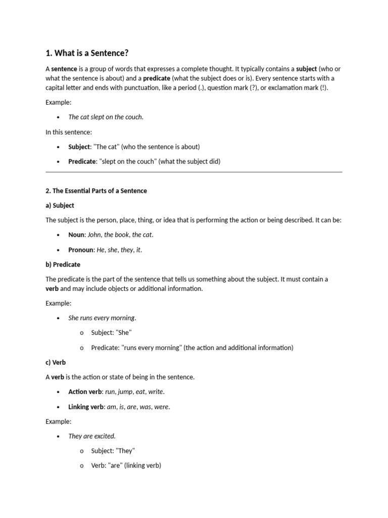 Sentence Structure | PDF | Sentence (Linguistics) | Subject (Grammar)
