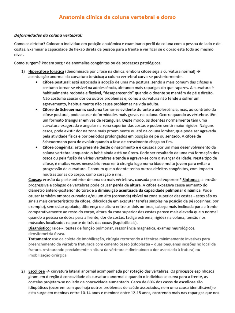 Deformidades da Coluna Vertebral e Diagnóstico | PDF | Escoliose ...