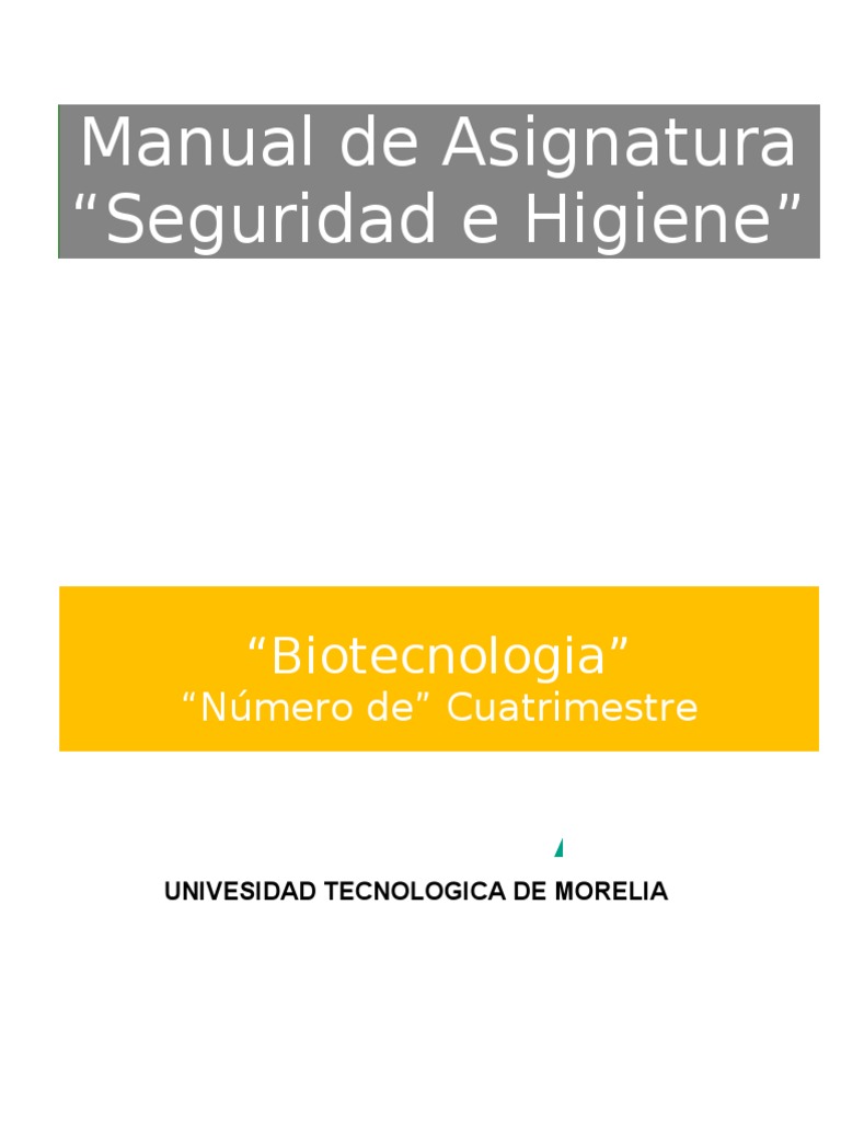 Manual de Seguridad e Higiene | PDF | Seguridad y salud ocupacional | Derecho laboral