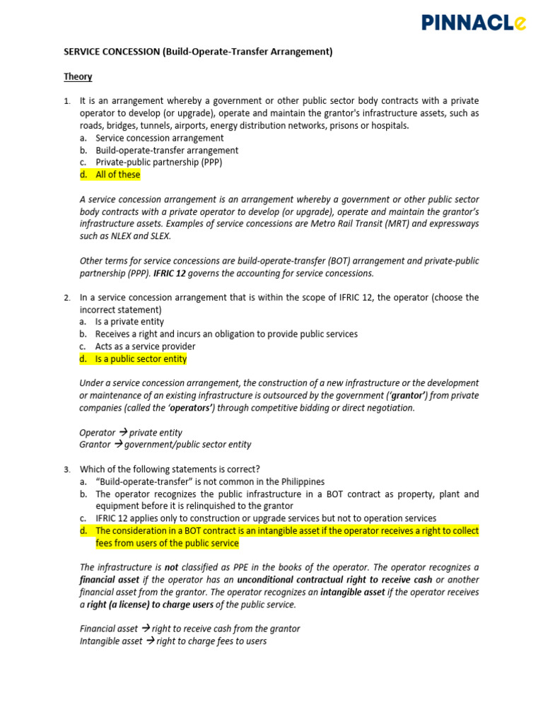 Service Concession Agreements Explained | PDF | Historical Cost | Fair ...