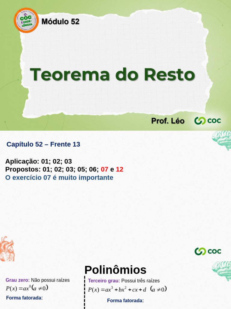Módulo 52 - Teorema Do Resto - Frente 13-467824e0df371eca | PDF | Divisão (Matemática) | Análise ...