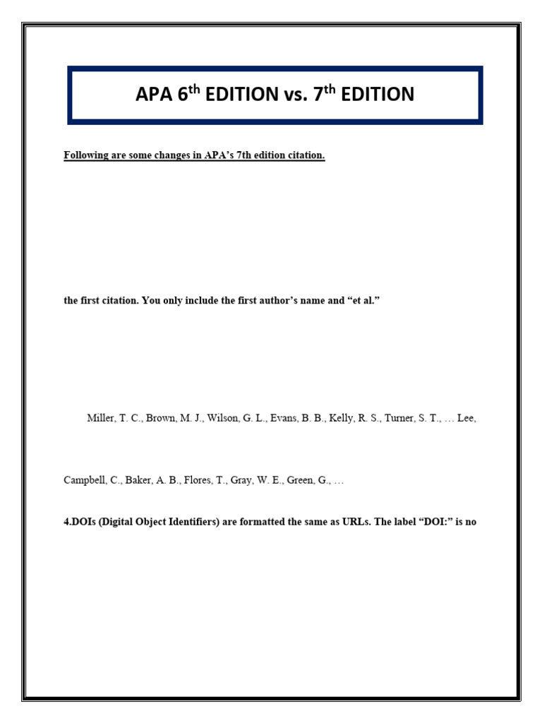 APA 6th EDITION vs. 7th EDITION | PDF | Digital Object Identifier