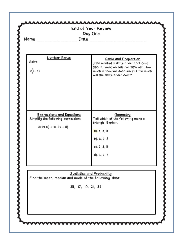 Grade 5 NJSLA Review Practice Test | PDF | Mean | Ratio