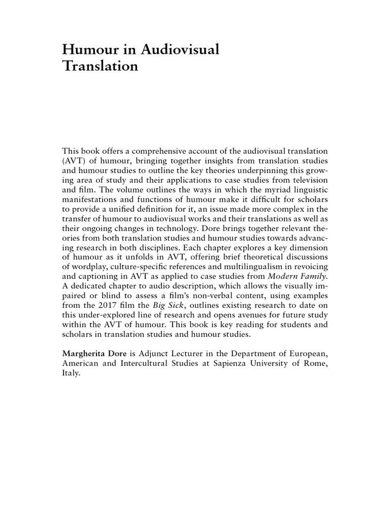 Humour in Audiovisual Translation Theori | PDF | Translations | Jokes