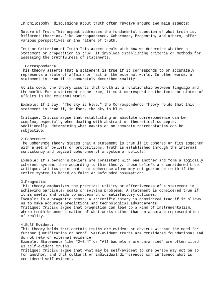 Theories and Tests of Truth in Philosophy | PDF | Truth | Theory