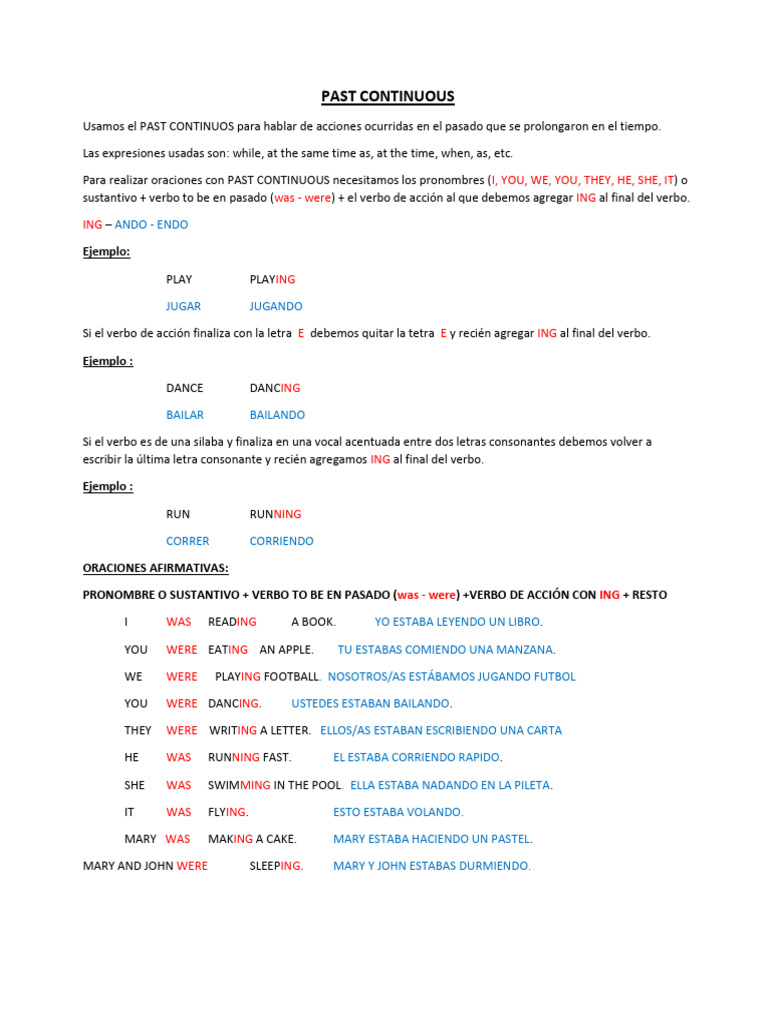 PAST CONTINUOUS | PDF