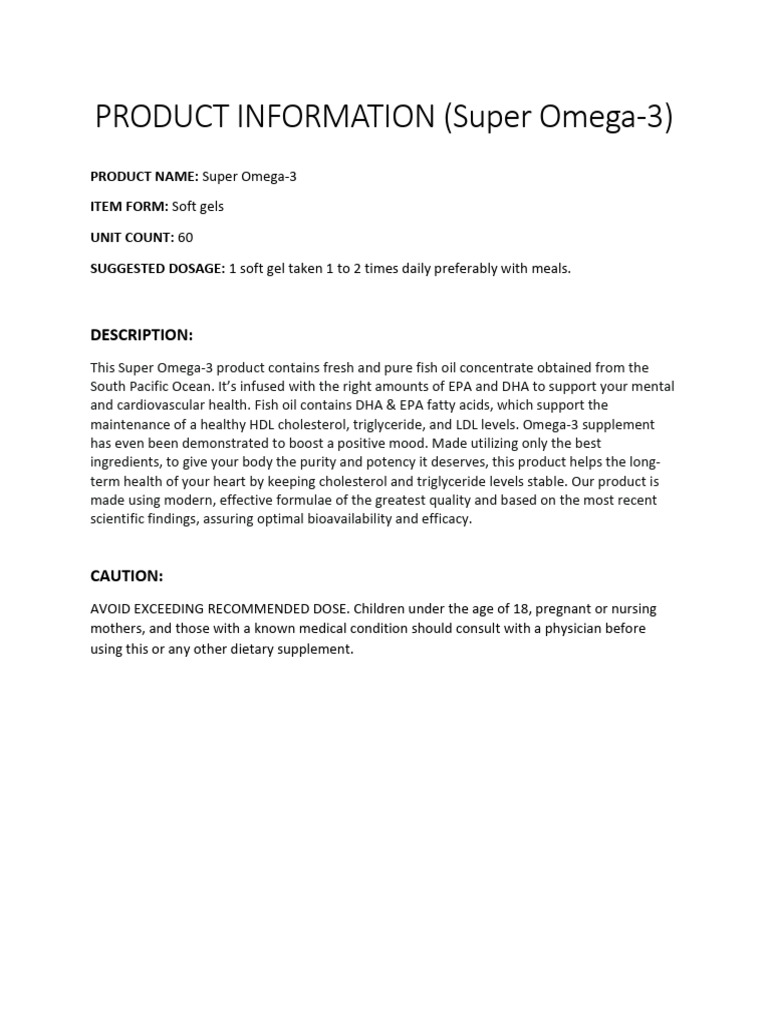 Product Information Super Omega-3 PDF | PDF