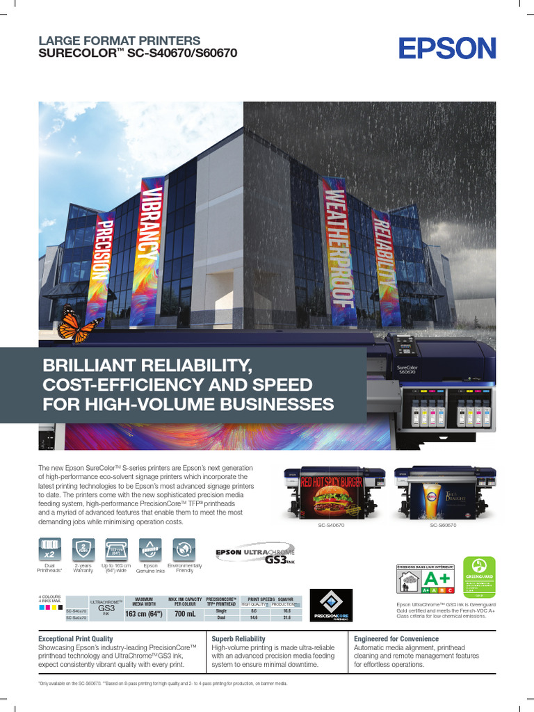 Epson SureColor SC-S40670 S60670 | PDF | Printer (Computing) | Printing