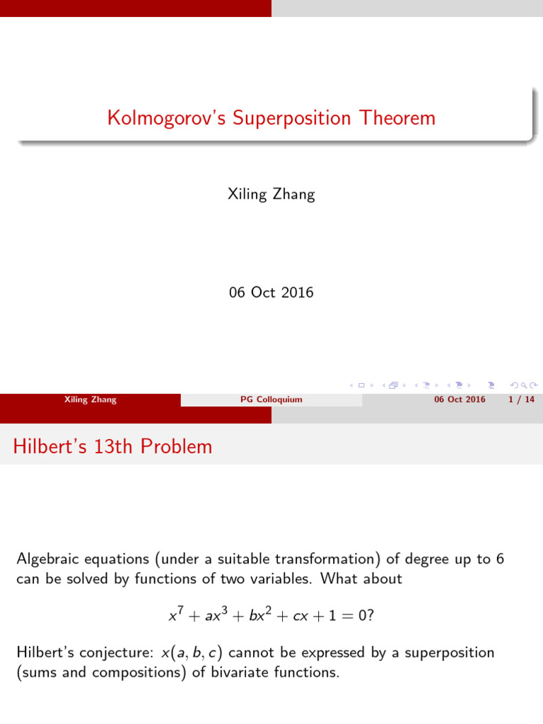 Kolmogorov's Superposition Theorem Explained | PDF | Function (Mathematics) | Variable (Mathematics)