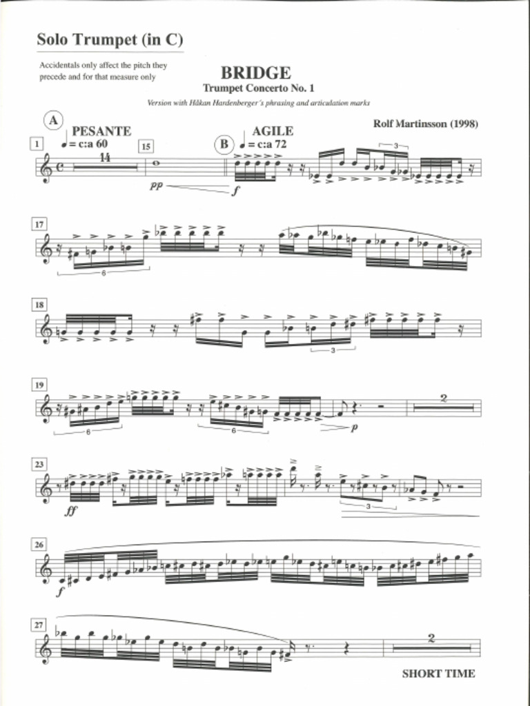 Rolf Martinsson Bridge Trumpet Concerto | PDF
